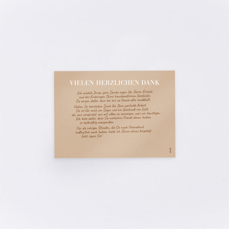 Mit der Geschenkkarte für Handwerker Danke sagen.